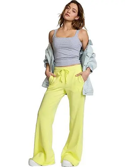 Pink Campus Terry Flare Pants - Yellow