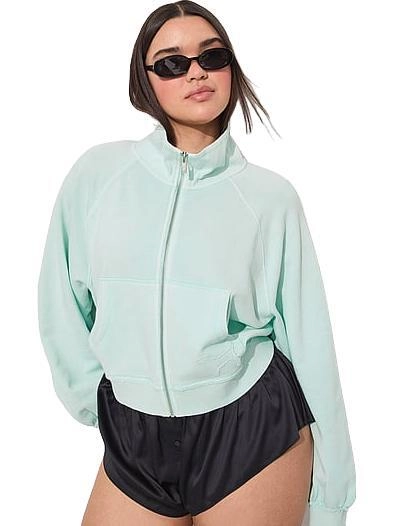 Pink Campus Terry™ Mock-neck Full-zip Sweatshirt - Blue