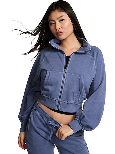 Pink Campus Terry™ Mock-neck Full-zip Sweatshirt - Blue
