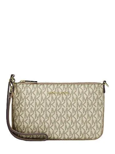 Michael Kors Small Metallic Signature Logo Wristlet - Gold