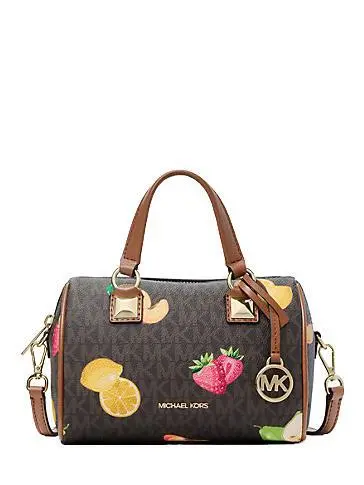 Michael Kors Small Printed Logo Duffle Crossbody Bag - Brown