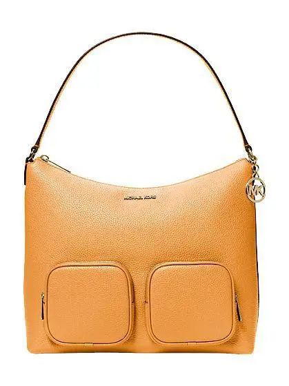 Michael Kors Large Pebbled Leather Cargo Shoulder Bag - Orange