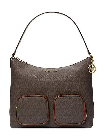 Michael Kors Merritt Large Signature Logo Cargo Shoulder Bag - Brown