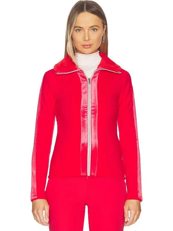 MY SUNDAY SKI Ribbed Zip Up Mid-layer Jacket - Red