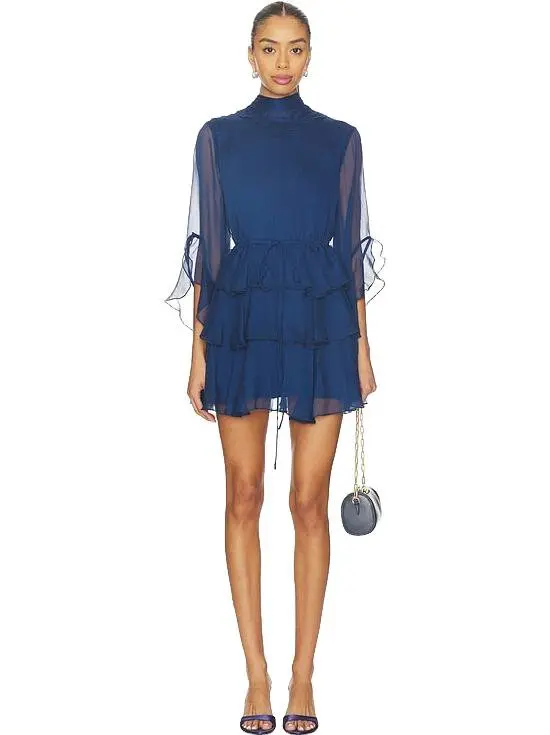 Bardot Norah Ruffle Mini Dress - Navy