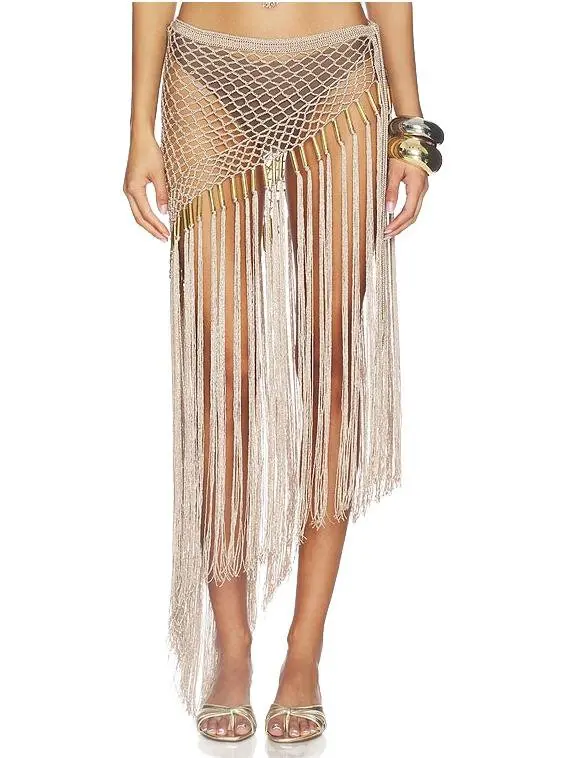 My Beachy Side Aria Hand Crochet Fringe Skirt - Bronze