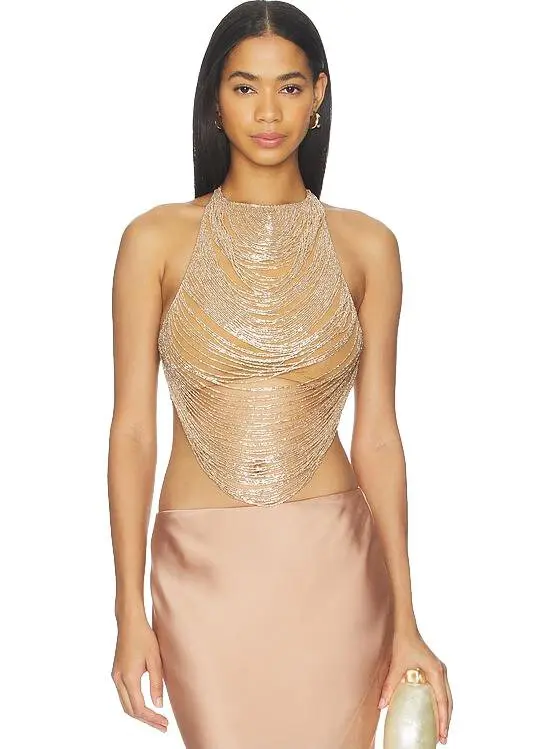 MAY MASHIAH Nina Beaded Top - Rose Gold