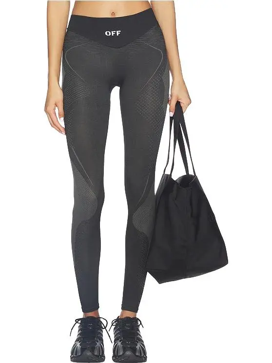 Off-White Racing Seamless Leggings In Charcoal - Black & White