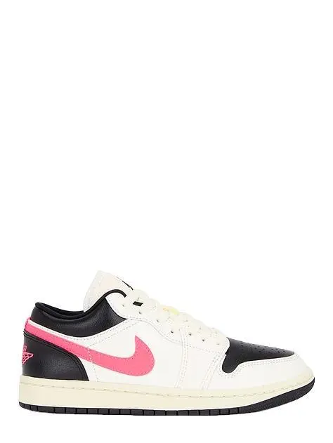 JORDAN 1 Low Sneakers - Pale Ivory  Racer Pink  Black & Muslin