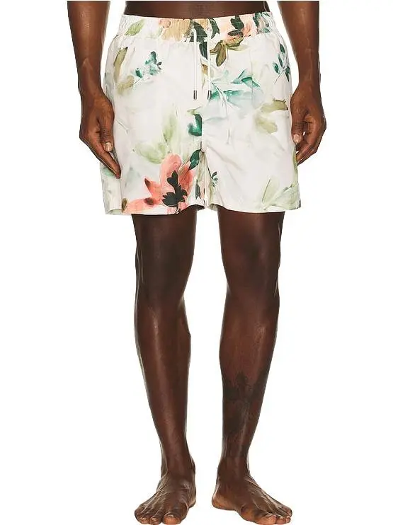 Simkhai Lowell Swim Shorts - Ivory Watercolor Floral