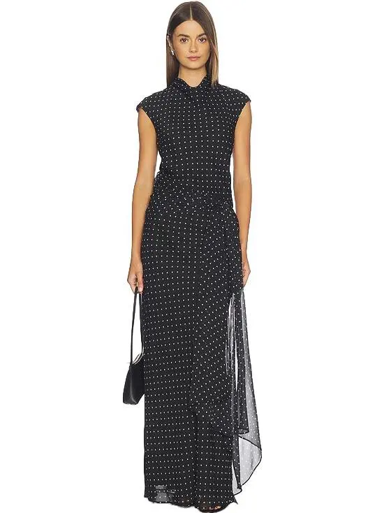 ROTATE BY BIRGER CHRISTENSEN Long Dress With Tie - 1000 Black Combo