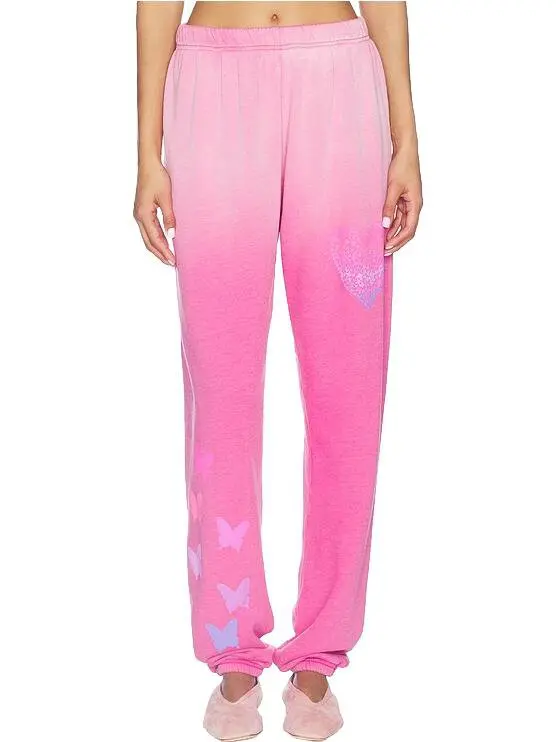 Lauren Moshi Butterfly Heart Sweatpant - Dark Pink Ombre
