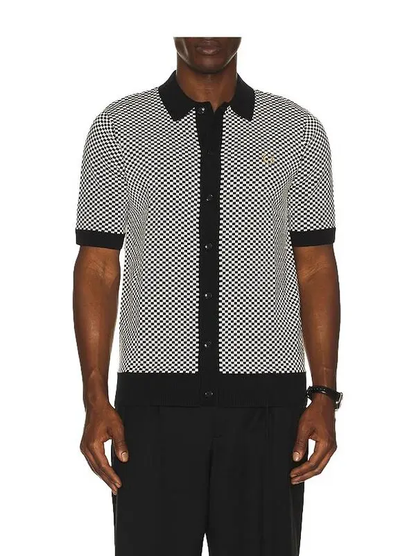 Fred Perry Chequrboard Button Thru Shirt - Black