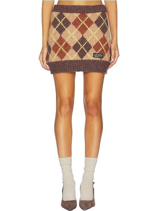 We11Done Argyle Intarsia Mini Skirt - Brown