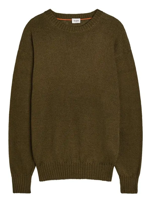 TOD'S Crew-neck Cotton-knit Jumper - Brown