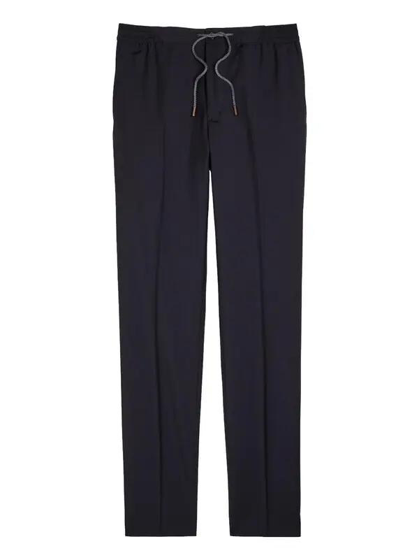 SLOWEAR Drawstring Tapered-leg Wool Trousers - Navy