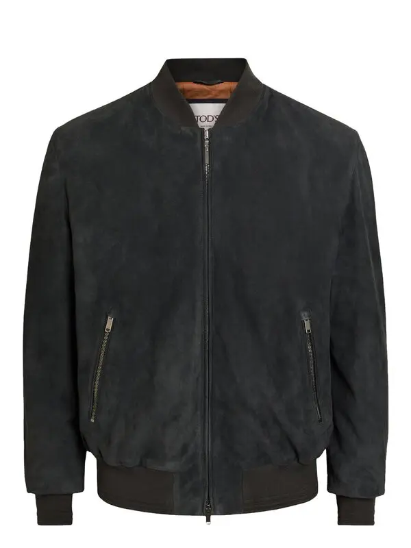 TOD'S Suede Bomber Jacket - Blue