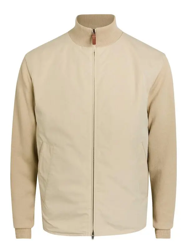 TOD'S Ribbed-knit And Cotton Jacket - Off White