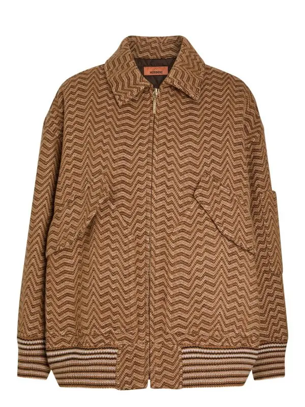 Missoni Zigzag Wool-blend Bomber Jacket - Camel