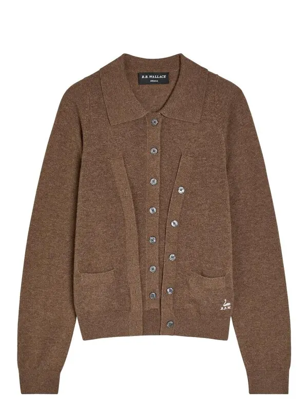B.B. WALLACE Kruger Layered-effect Wool-blend Cardigan - Khaki