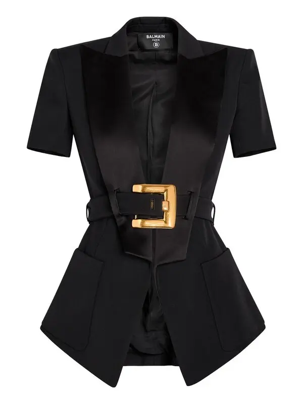 Balmain Belted Wool Jacket - Black