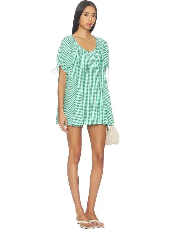 Free People Farley Gingham Dress - Green Combo