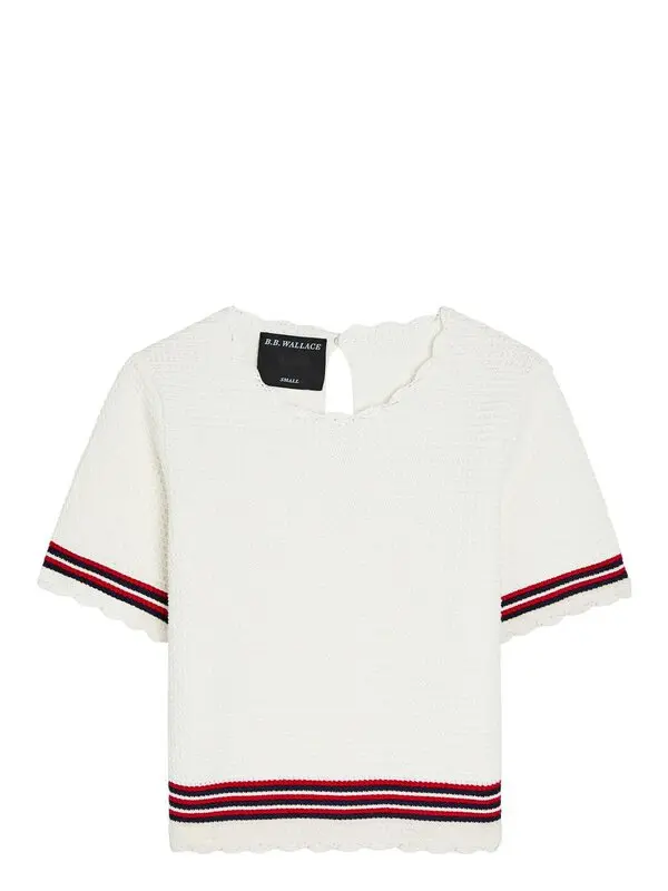 B.B. WALLACE Striped-trim Cotton-knit T-shirt - White