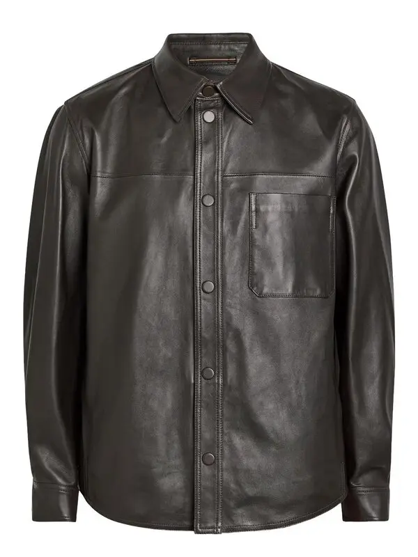 SLOWEAR Leather Overshirt Jacket - Black