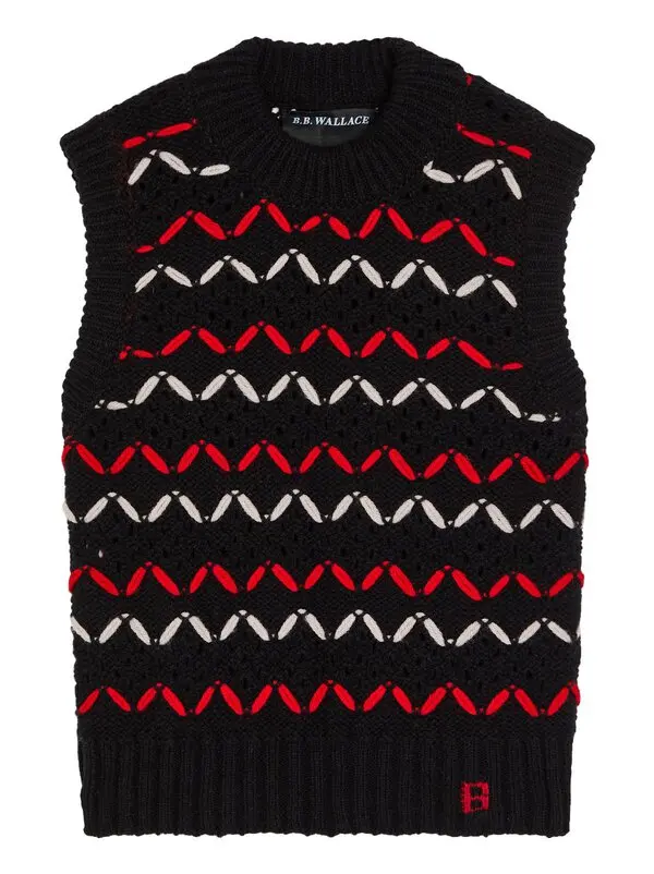 B.B. WALLACE Neel Zigzag-intarsia Wool Vest - Black