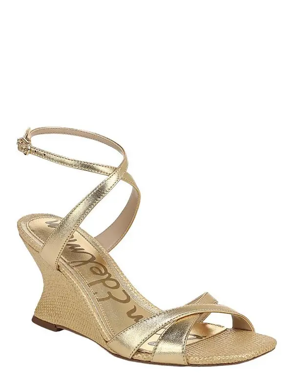 Sam Edelman Davi Wedge Sandals - Amber Gold
