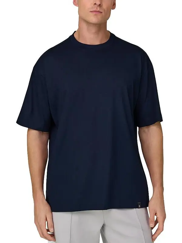 Boggi Milano High Performance Jersey T Shirt With S. Cafe Yarn - Navy Blue