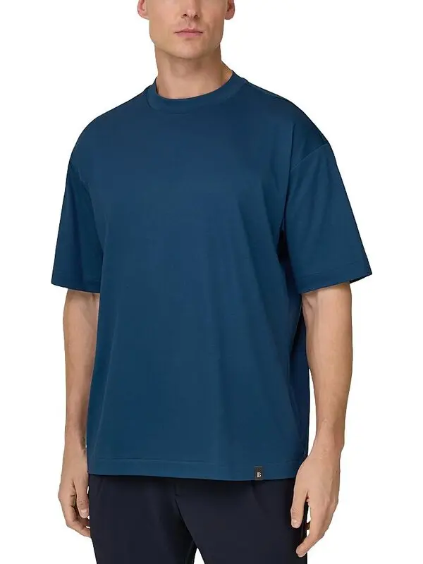 Boggi Milano Short Sleeve S Cafe Rib T Shirt - Air Blue