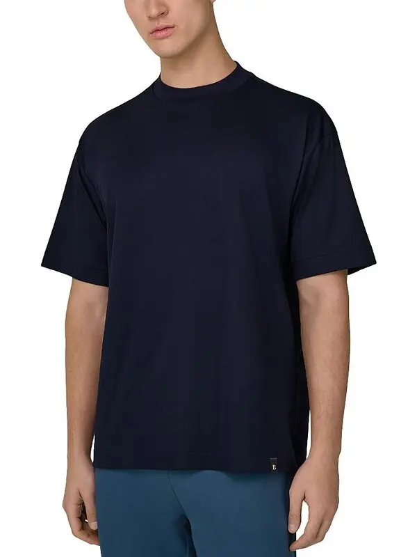 Boggi Milano Short Sleeve S Cafe Rib T Shirt - Navy Blue