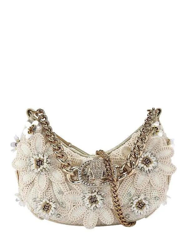 Kurt Geiger Chelsea Embellished Flower Hobo Bag - Open White