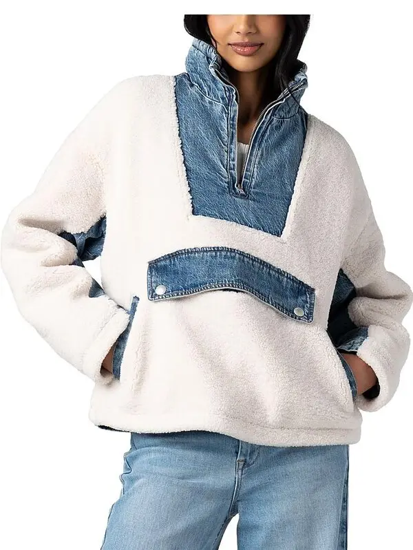 Blanknyc Denim Sherpa Mixed Media Pullover Jacket - Break The Ice