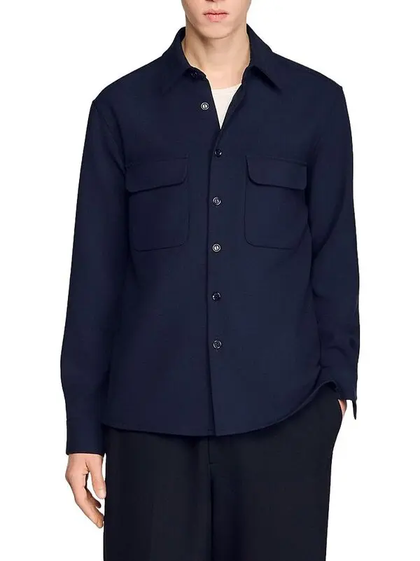 Sandro Patch Pocket Shirt - Navy Blue