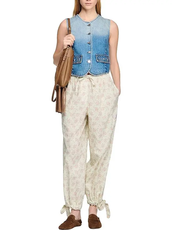 Sandro Cropped Denim Vest - Blue Jean
