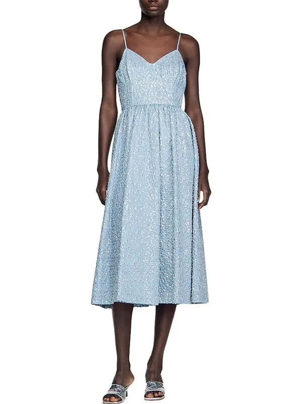 Sandro Iseanna Sequin Dress - Blue