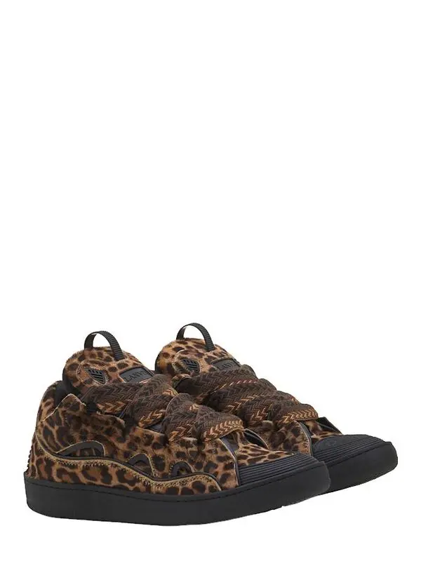 LANVIN Curb Sneakers In Leopard Print Pony Leather - Beige/black.