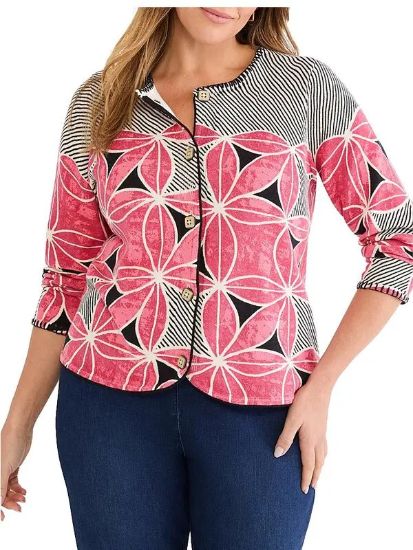 NIC+ZOE Gallery Walk Cardigan - Pink Multi