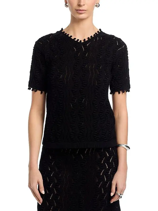 JIL SANDER Pom Pom Short Sleeve T-shirt - Black
