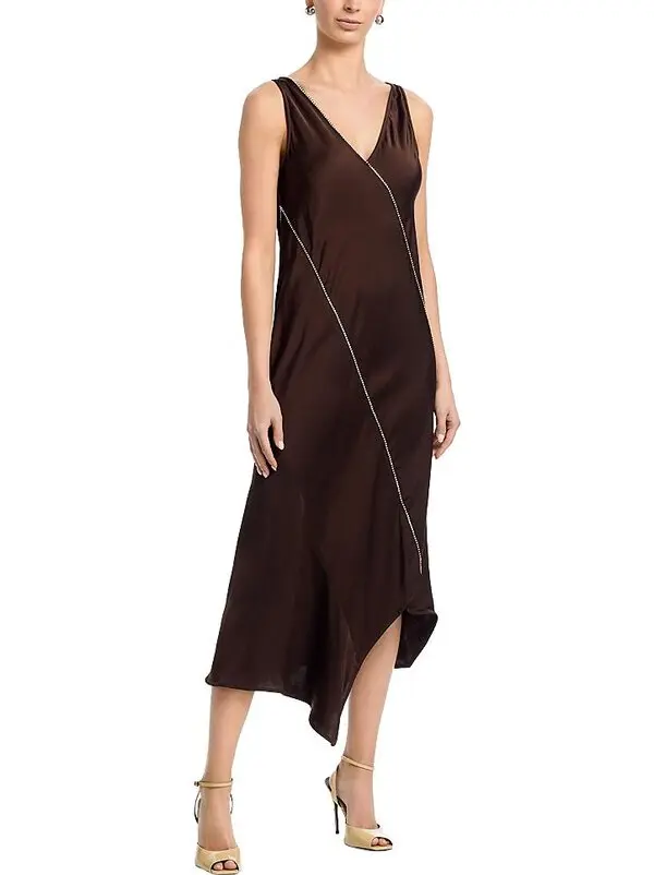 JIL SANDER Sleeveless Asymmetric Midi Dress - Plum