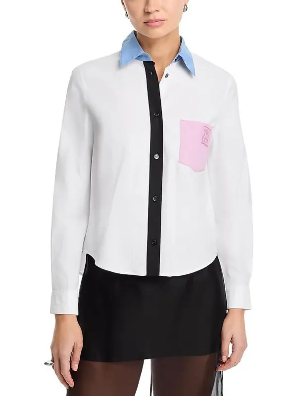 Marni Contrast Trim Baby Shirt - Lily White
