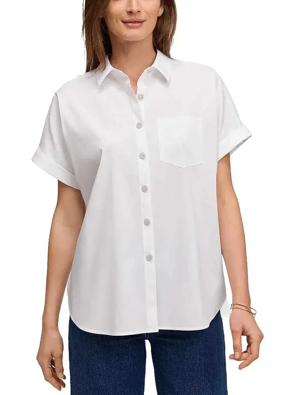 Foxcroft Abigail Short Sleeve Stretch Top - White