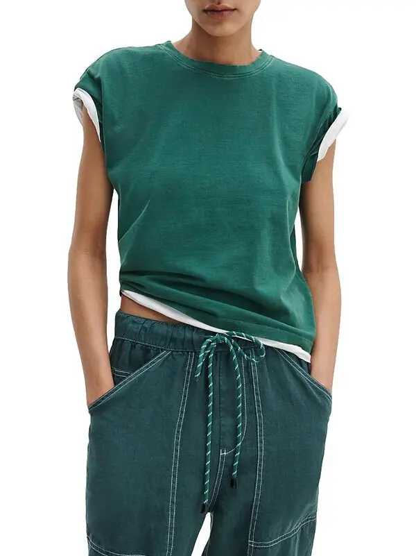 Rag & Bone Distressed Boxy Tee - Forest