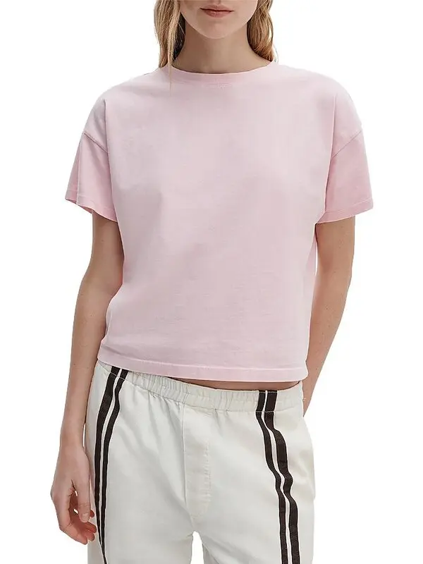 Rag & Bone Distressed Washed Kelly Boxy Tee - Peony