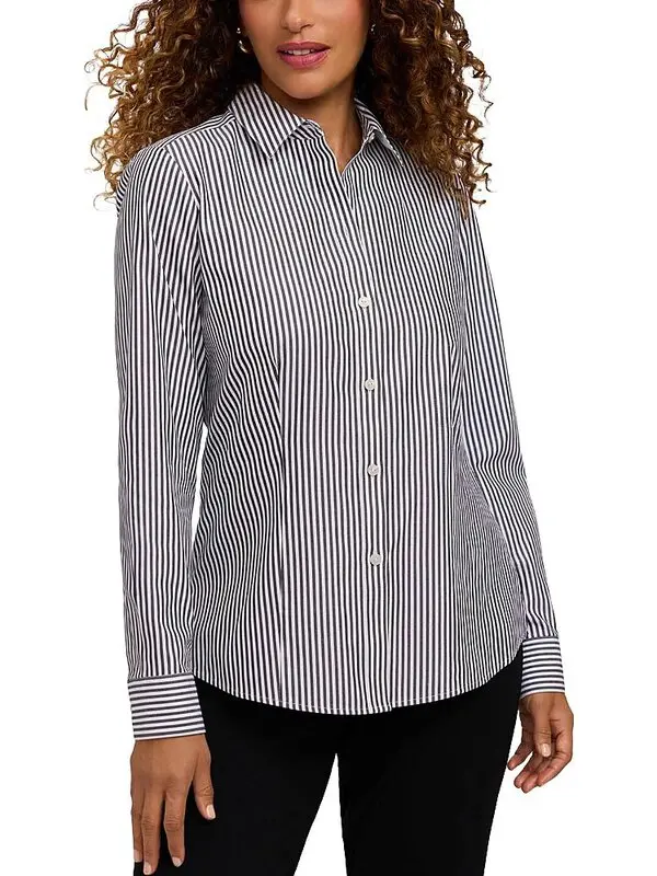 Foxcroft Dianna Stripe Shirt - Black/ White