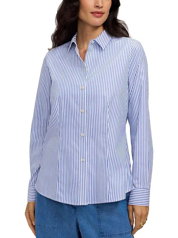 Foxcroft Dianna Stripe Shirt - Powder Blue