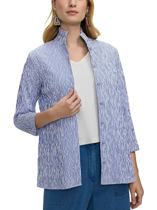 Foxcroft Carolina Jacquard Top - White/ Blue