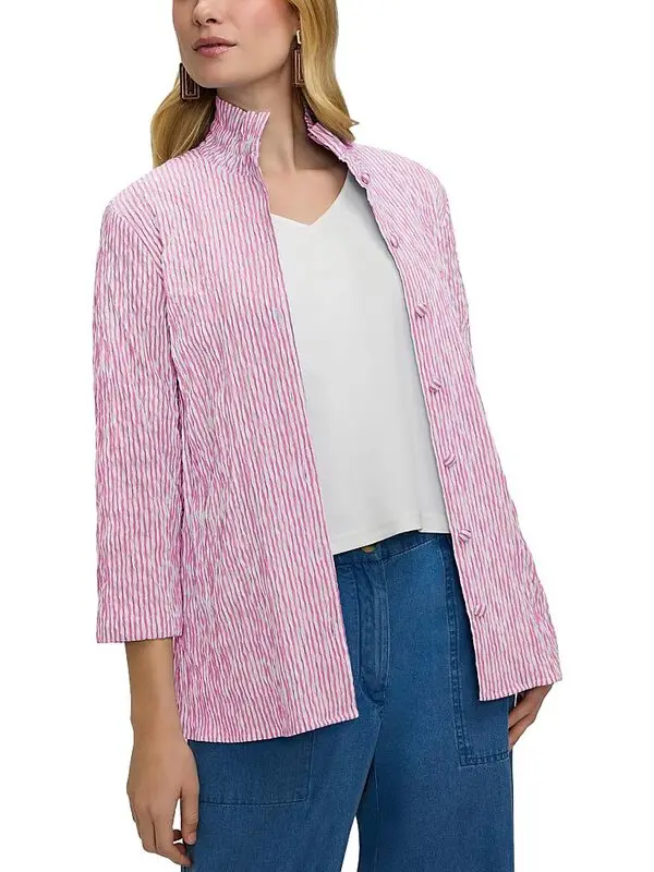 Foxcroft Carolina Jacquard Top - White/ Pink